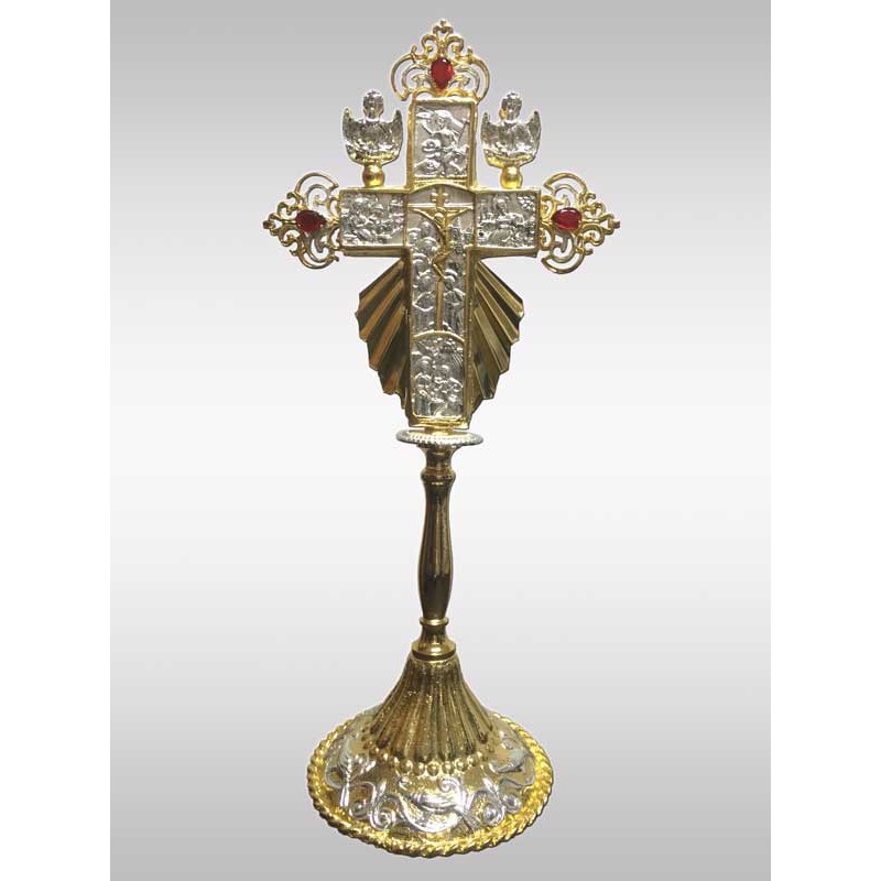 Cruce Sfanta Masa BCR 22 sculptata aurita si argintata.