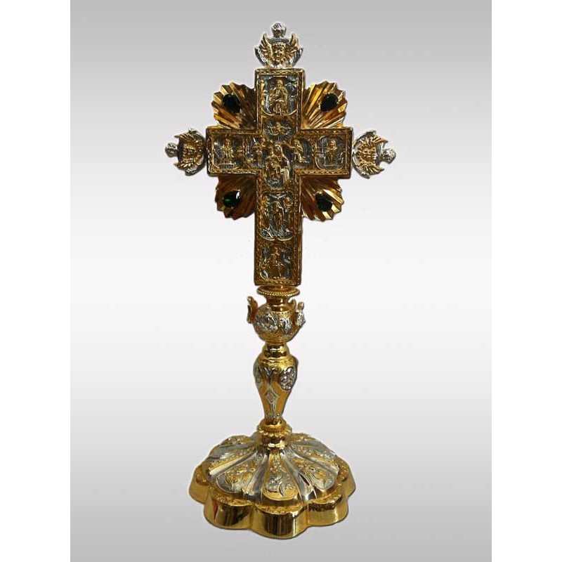 Cruce Sfanta Masa BCR 25 sculptata aurita si argintata.